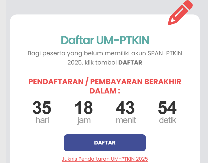 Seleksi UM-PTKIN 2025 Resmi Dibuka 22 April! Simak Info Pendaftaran, Syarat dan Daftar Pilihan ...