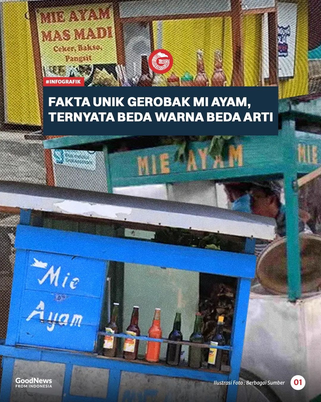 Fakta Unik Gerobak Mie Ayam, Ternyata Beda Warna Beda Arti